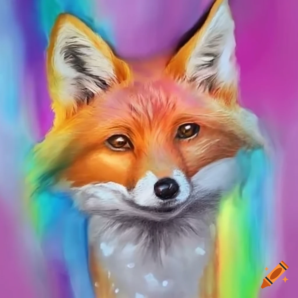 Colorful illustration of a fox with a donut