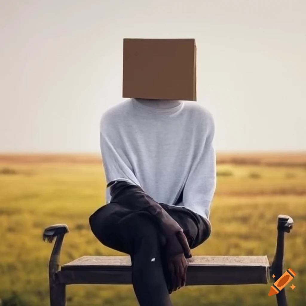 Conceptual photo of a man with a box over his head