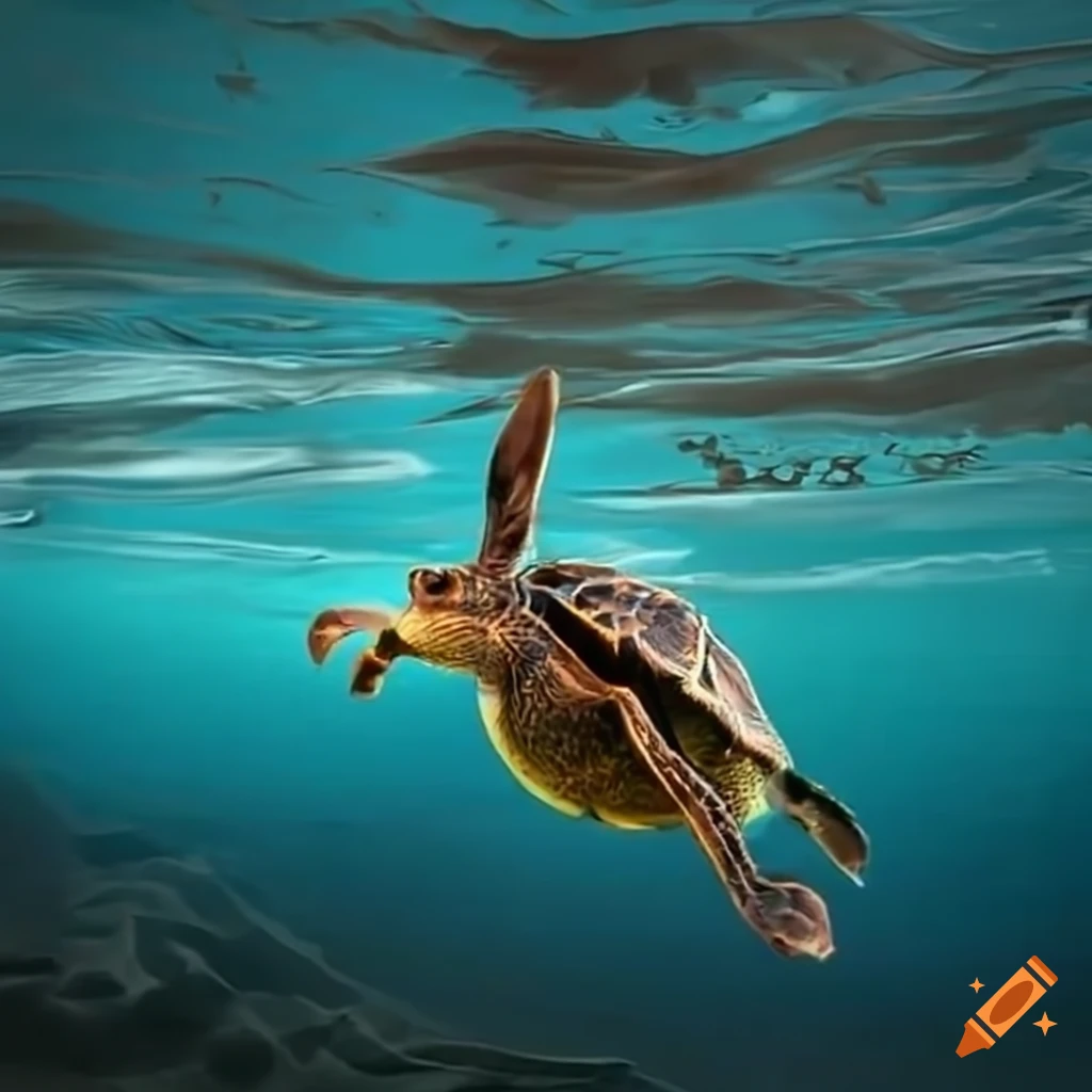 Illustration of a rabbit and turtle racing on Craiyon