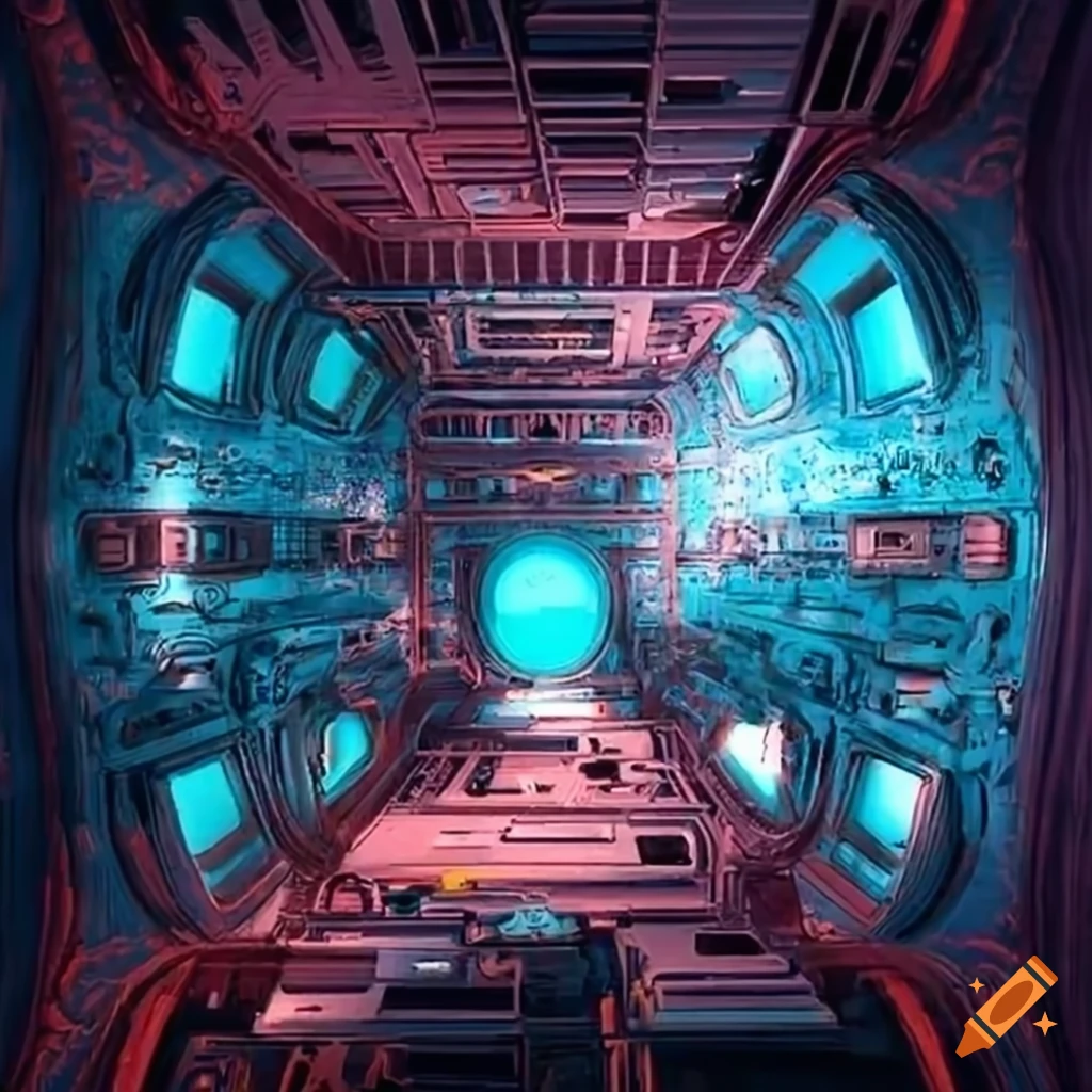 Surreal image of aliens inside a spaceship on Craiyon