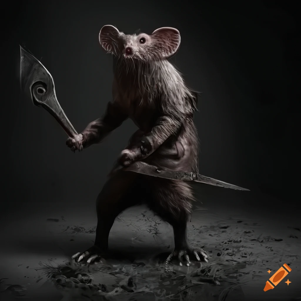 Evil rat person lord in a creepy tunnel on Craiyon