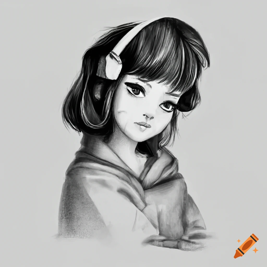 Illustration of a lofi girl on Craiyon