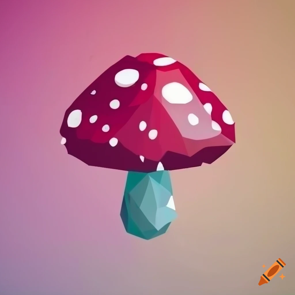 Black and white low poly mushroom in 2d logo style on Craiyon