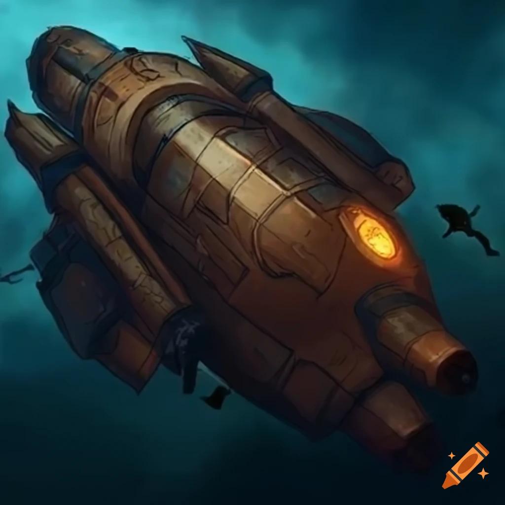 Gigantic spaceship in old comic style on Craiyon