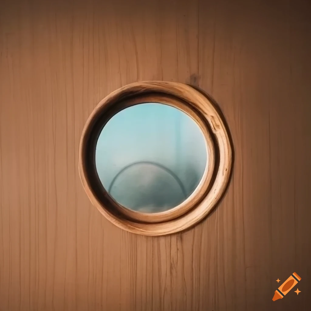 Smooth wood round window from the 1920s on Craiyon