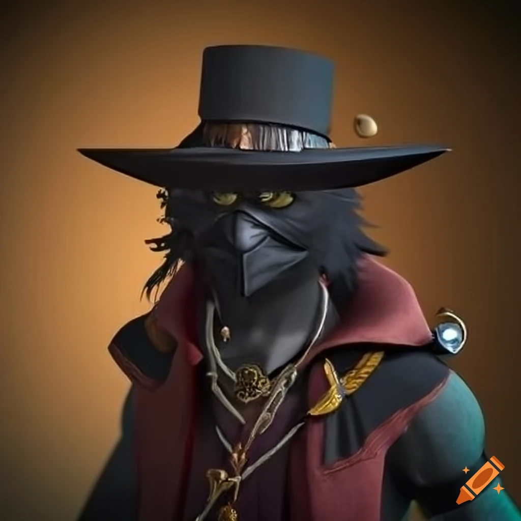 Illustration of a charming crow bard on Craiyon