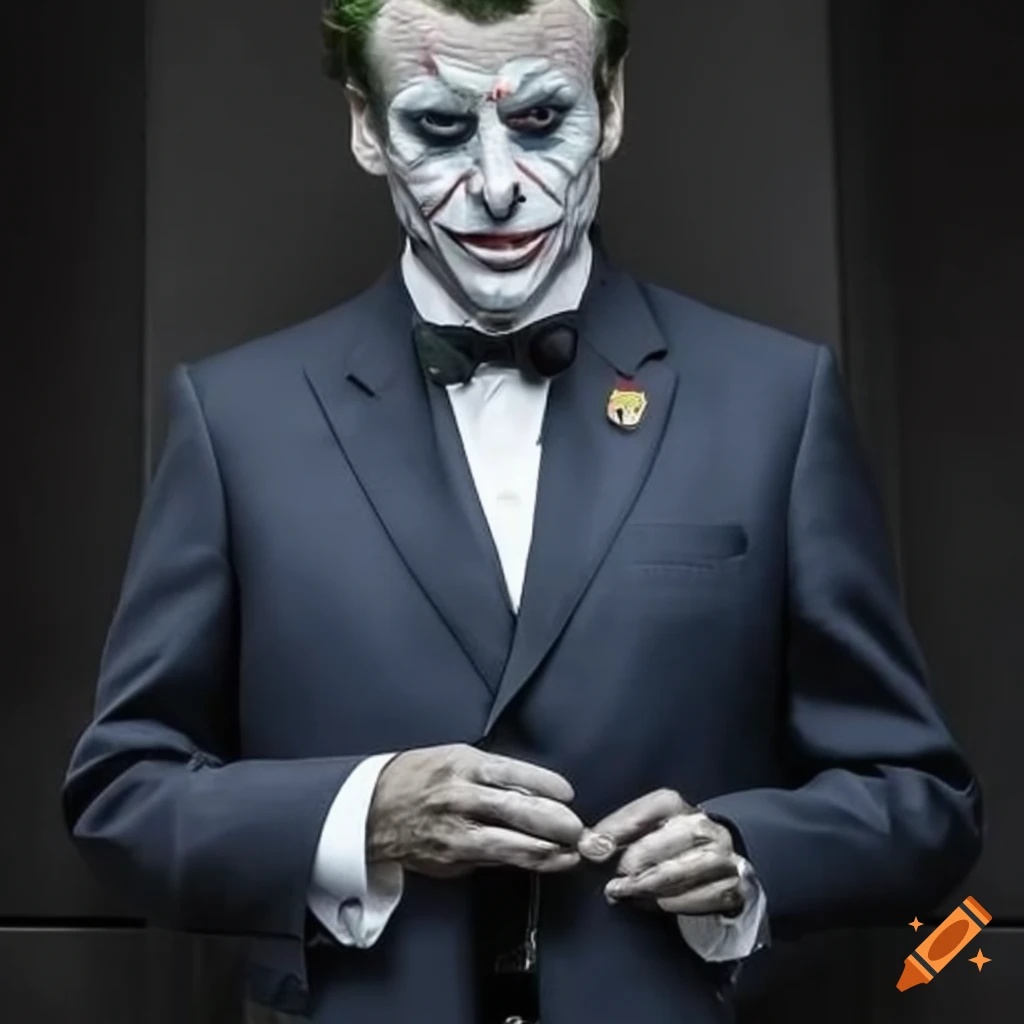Political Satire Image Of Macron As The Joker On Craiyon political-satire-image-of-macron-as-the-joker-on-craiyon