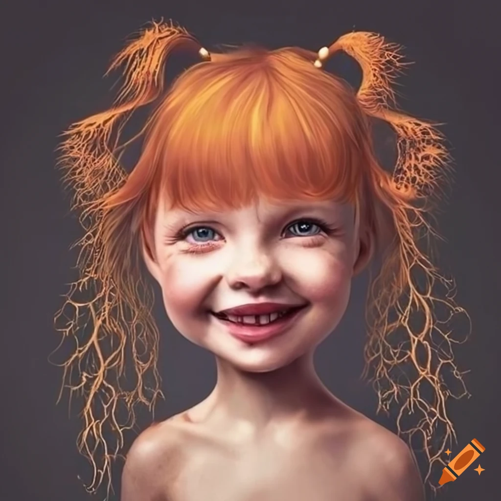 Smiling ginger-haired dressed girls