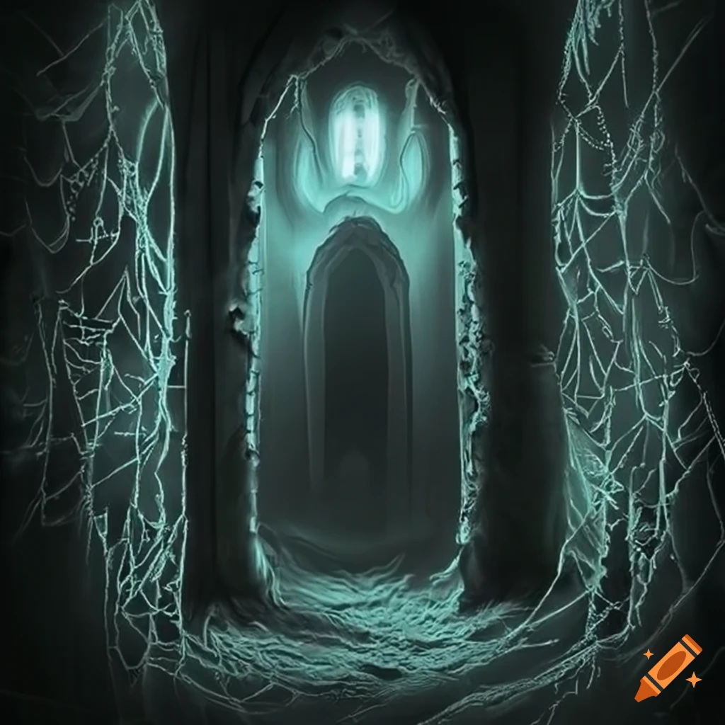 Spooky dungeon with spider webs