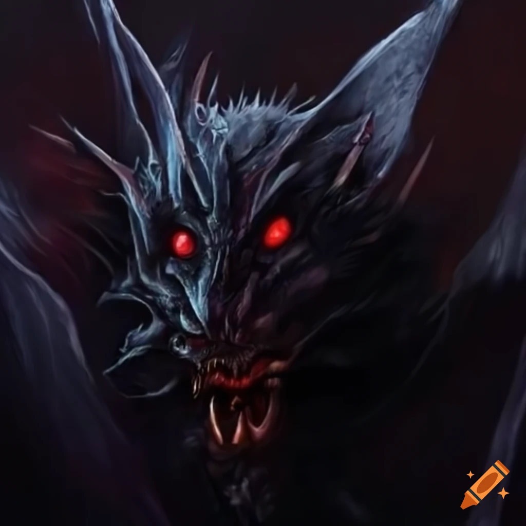 Image of a menacing black beast with red eyes on Craiyon
