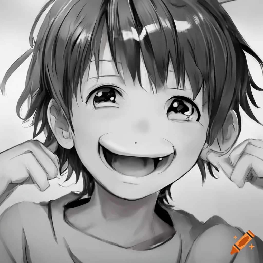 Anime kid laughing and enjoying tickle experience on Craiyon