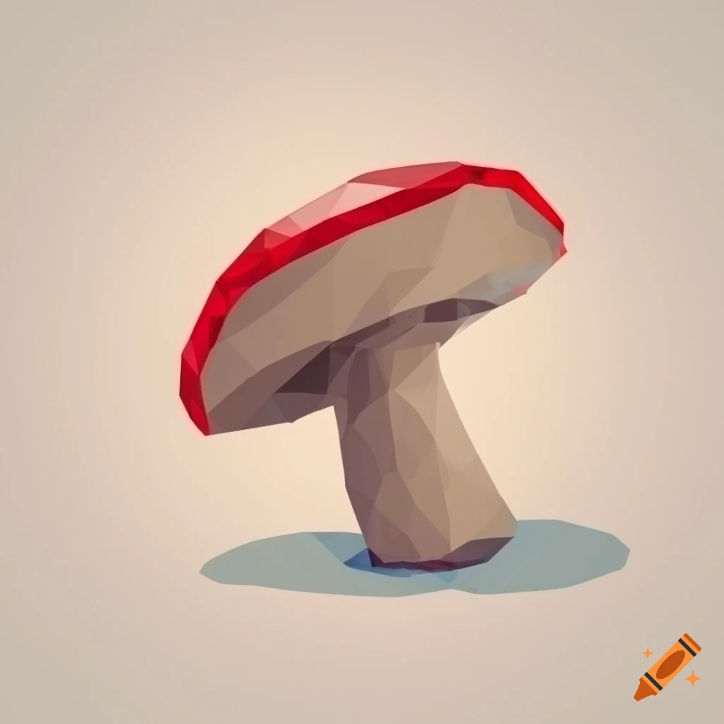 Black and white low poly mushroom in 2d logo style on Craiyon