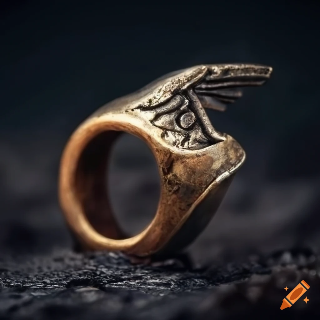 Brass magic rune in arrow shape with nordic influence on Craiyon