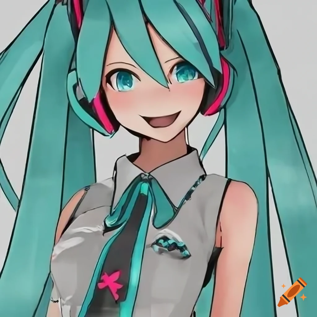 Digital art of hatsune miku in a techno style on Craiyon