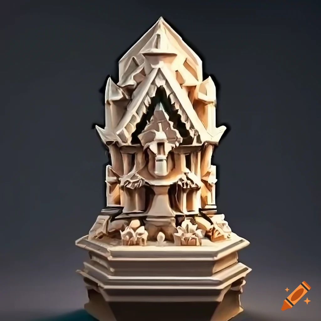 Detailed ivory carving with Zelda game motif on Craiyon