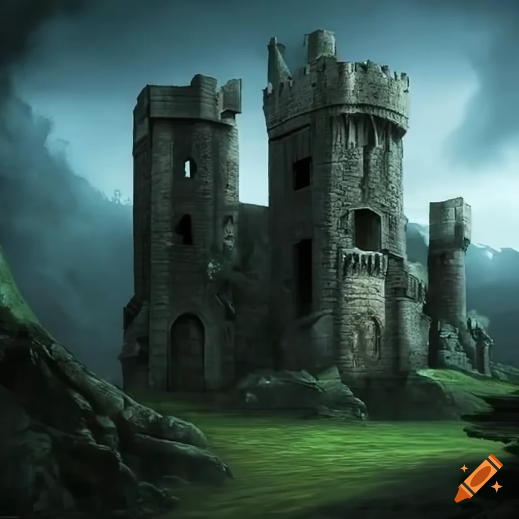 Ruins of a medieval castle on Craiyon