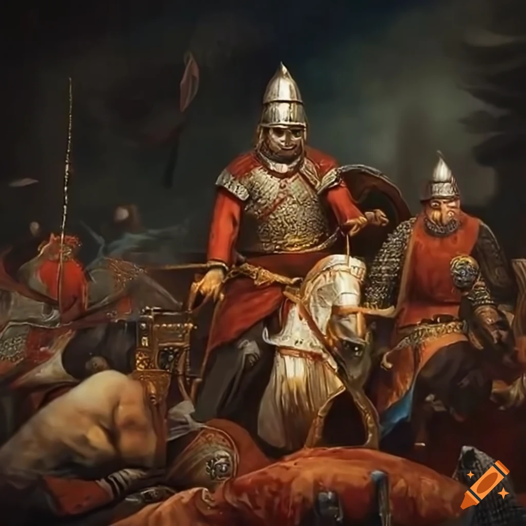 Historic painting of the varangian guard in battle on Craiyon
