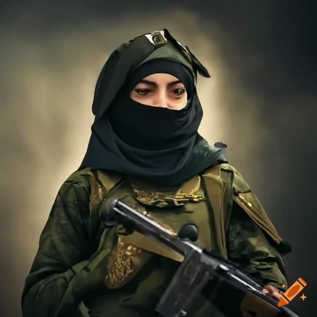 Image of a brave muslim woman in uniform on Craiyon