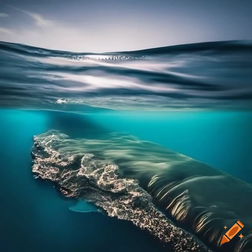 Hyper realistic panoramic view of a split sea