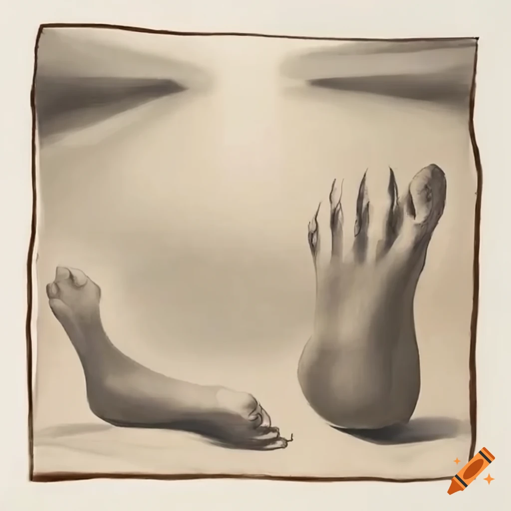 Artistic illustration of a landscape made of hands and feet on Craiyon