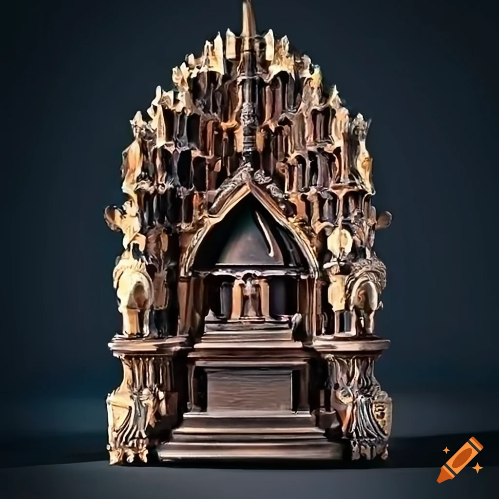 Hd image of Sapphire Ebony Architectural Stave carving on Craiyon