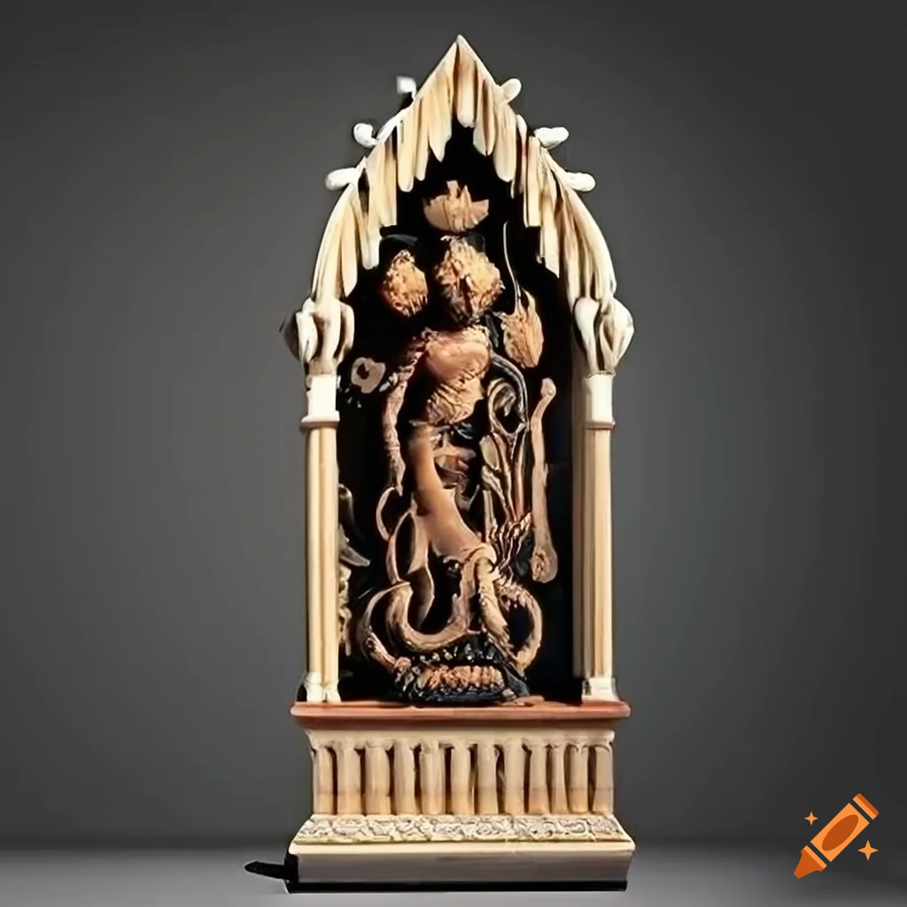 Detailed sculpture of Ivory Ebony 'Architectural Stave carving' on Craiyon