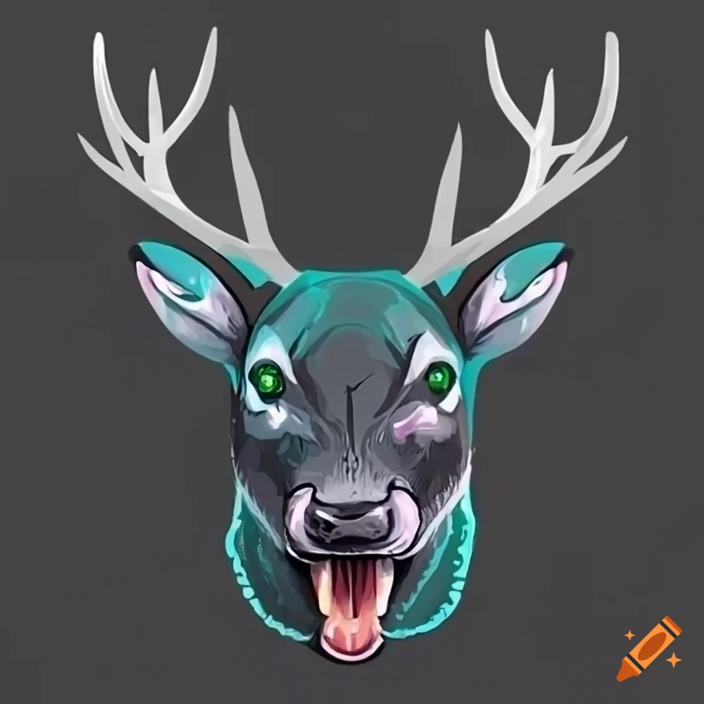 Fantasy artwork of a fierce black deer on Craiyon