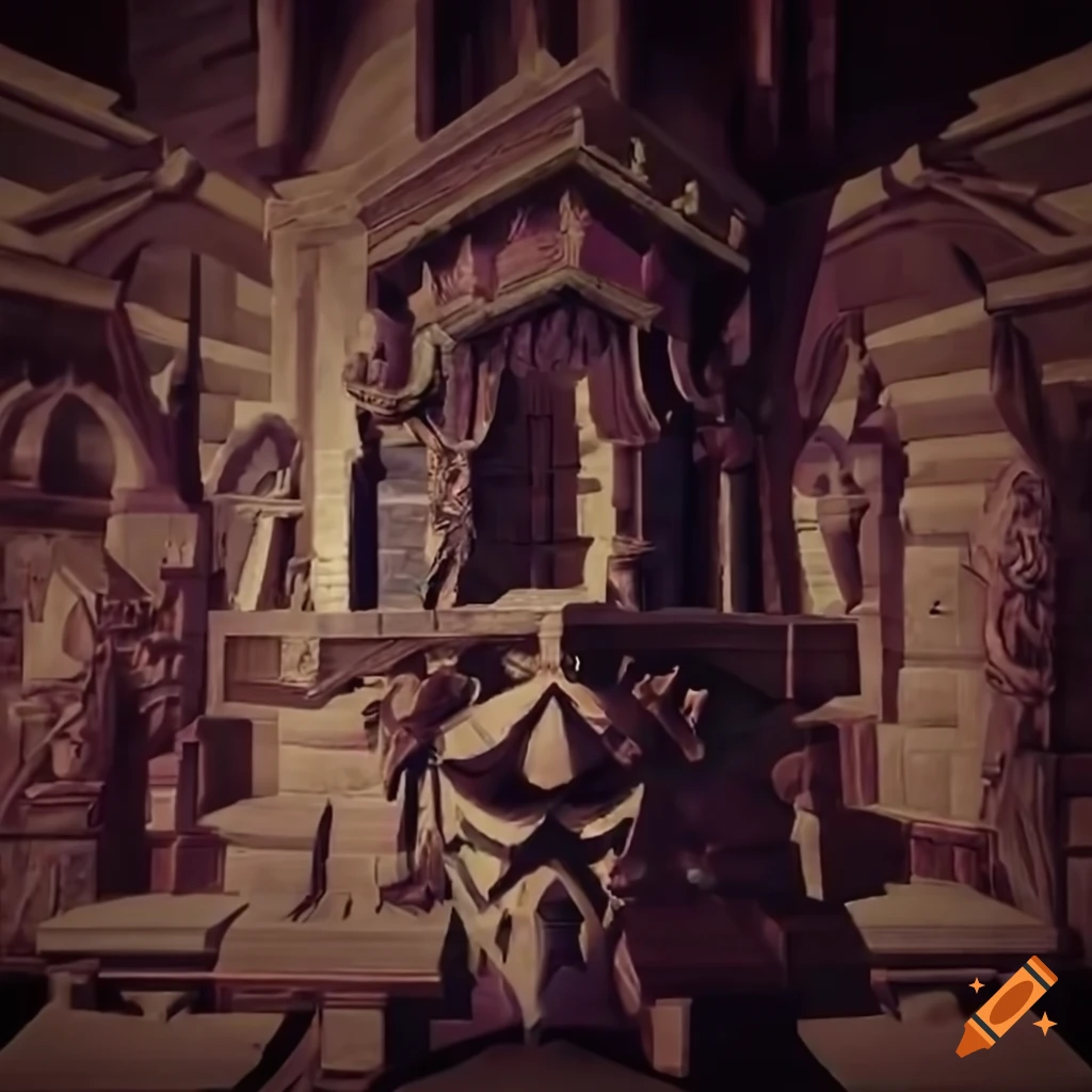 Sith meditation chamber with central stool on Craiyon