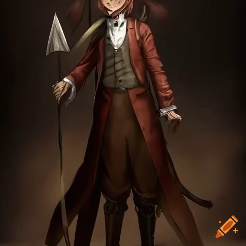 Illustration of a male fantasy character with elf ears, plague doctor ...
