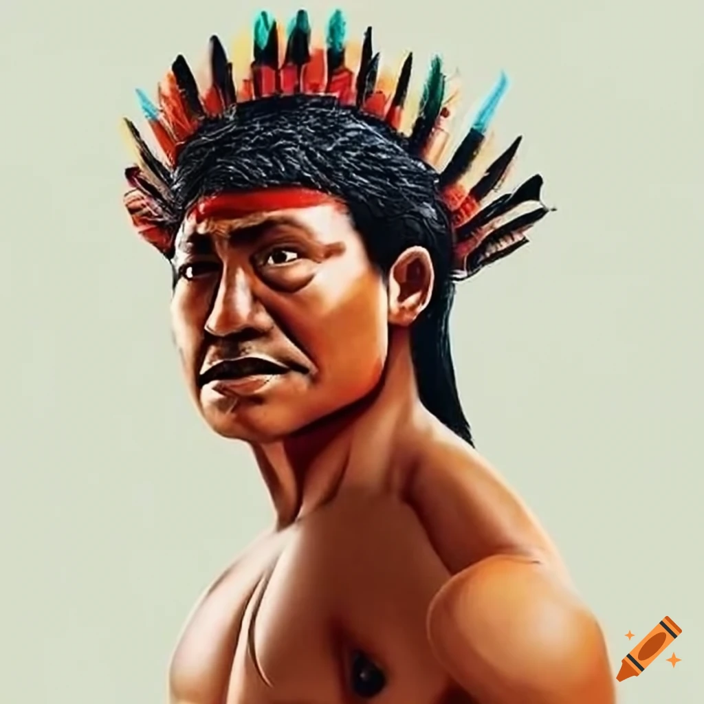 Brave pilipino indigenous man with strong muscles