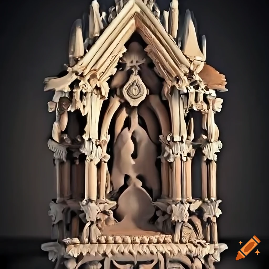Ivory sapphire architectural stave carving artwork on Craiyon