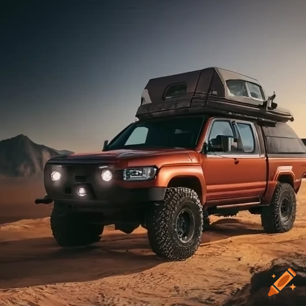 Customized white isuzu dmax offroad vehicle in the jungle mud on Craiyon