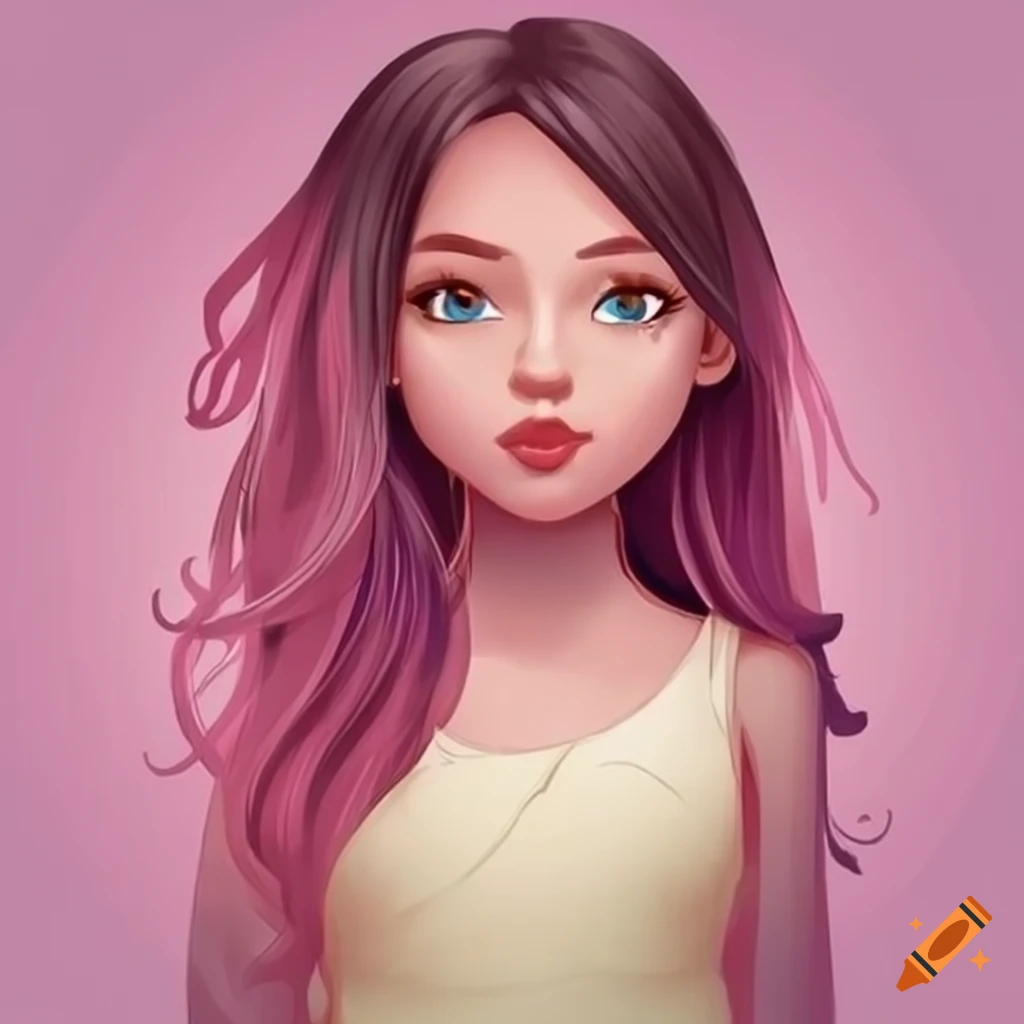 Cartoon illustration of a girl on Craiyon
