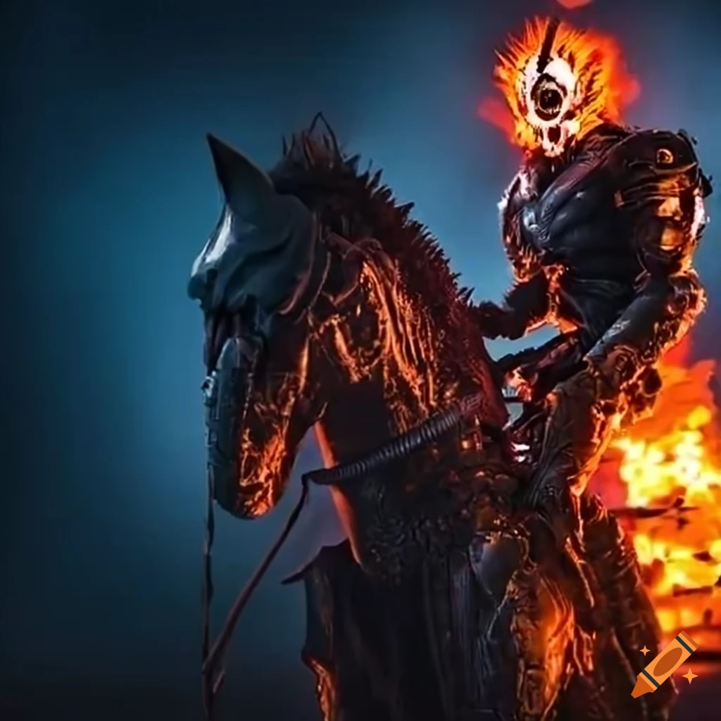Image of a ghost rider in knight armor