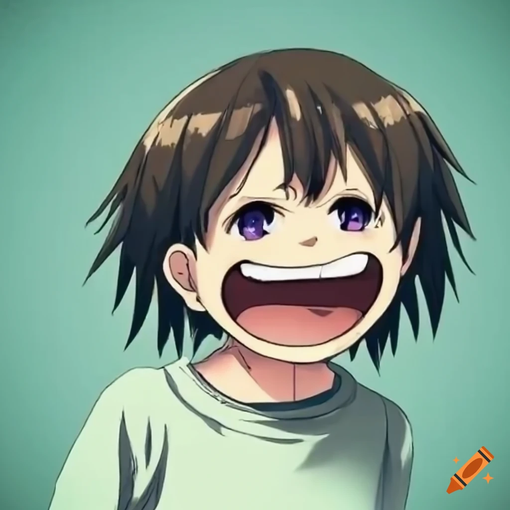 Anime kid with a unique laughter on Craiyon