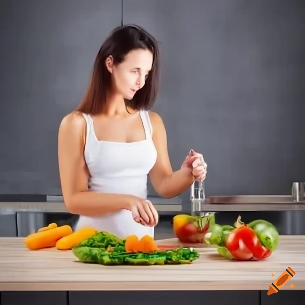 Woman preparing a healthy meal with fresh ingredients
