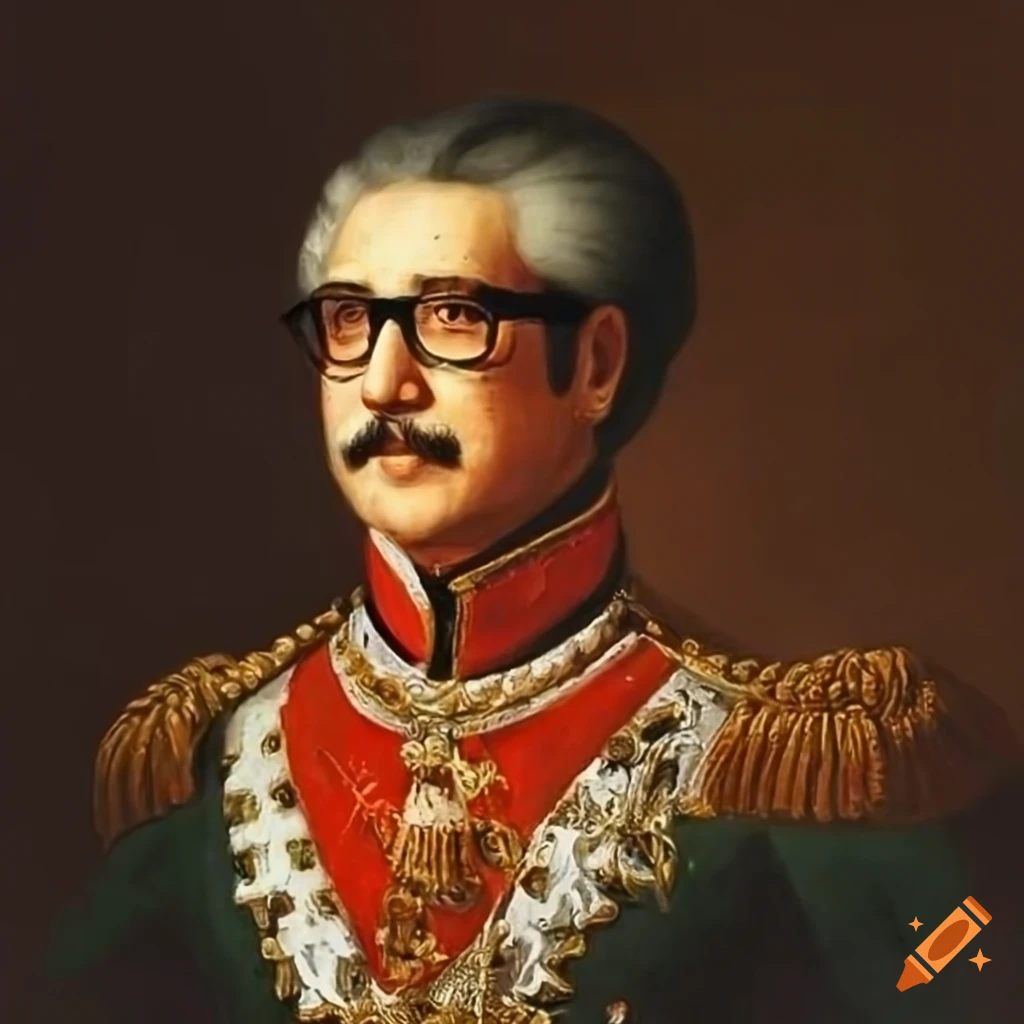 Portrait of sheikh mujib in emperor uniform