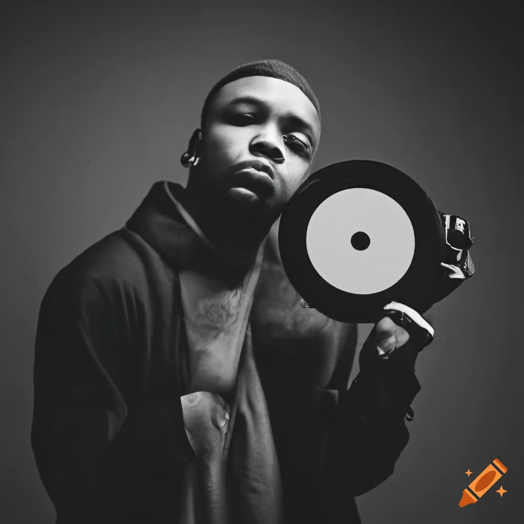 Rapper holding a record on Craiyon