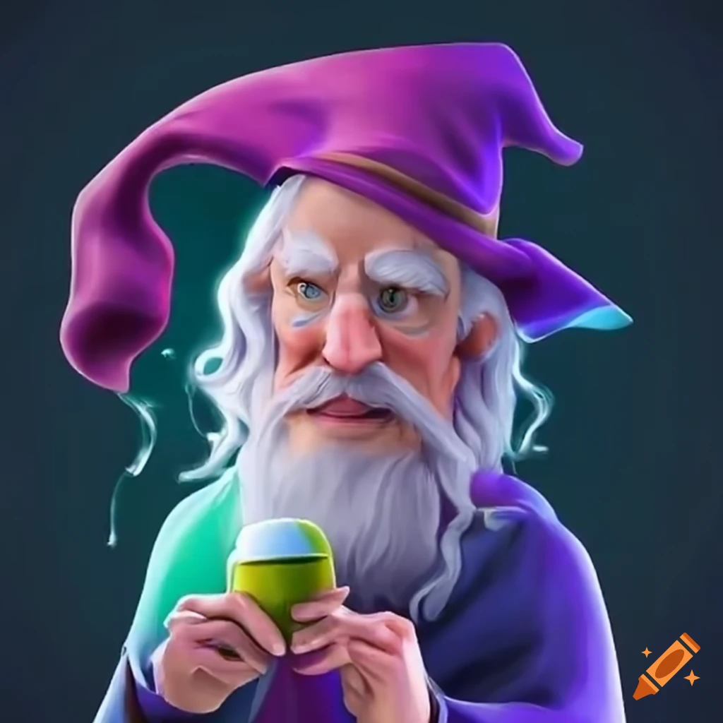 Wizard with a purple theme enjoying smoking weed on Craiyon