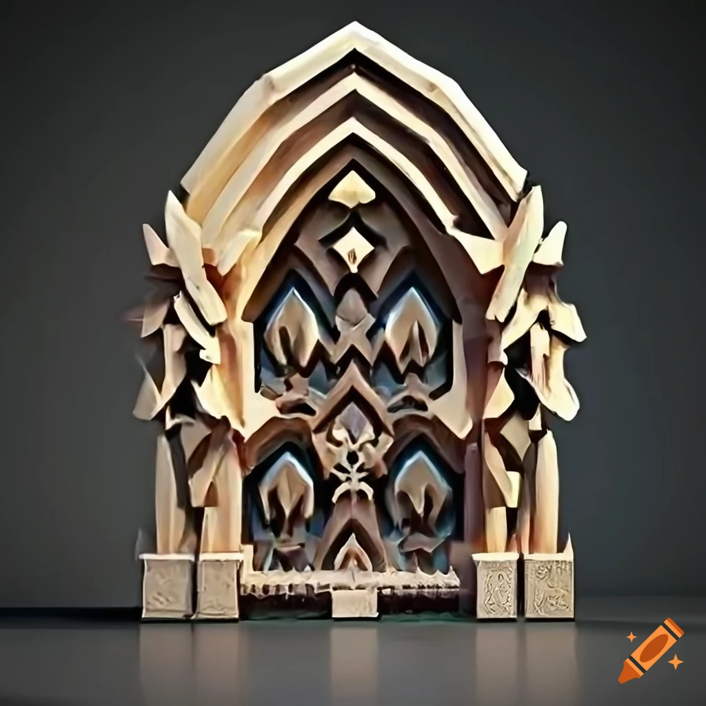 Ivory sapphire architectural stave carving artwork on Craiyon