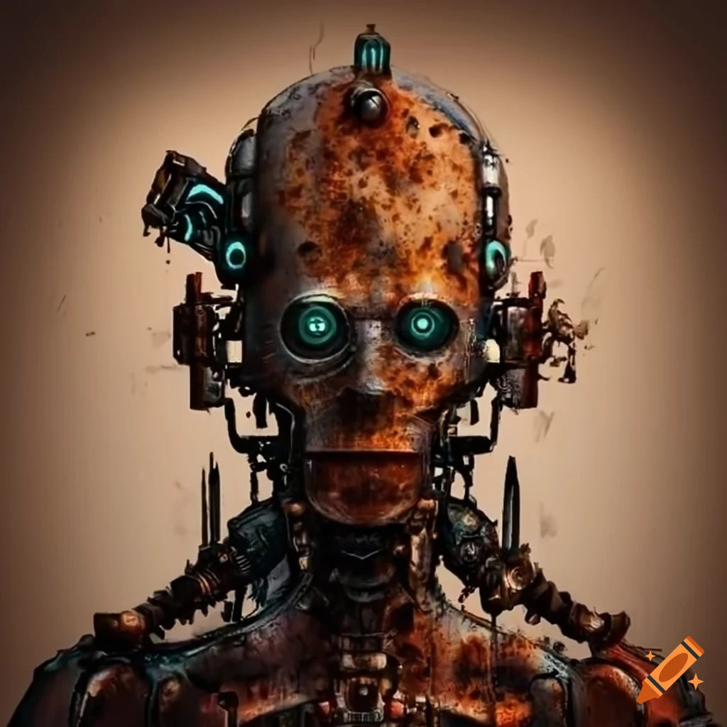 Rusty steampunk cyborg