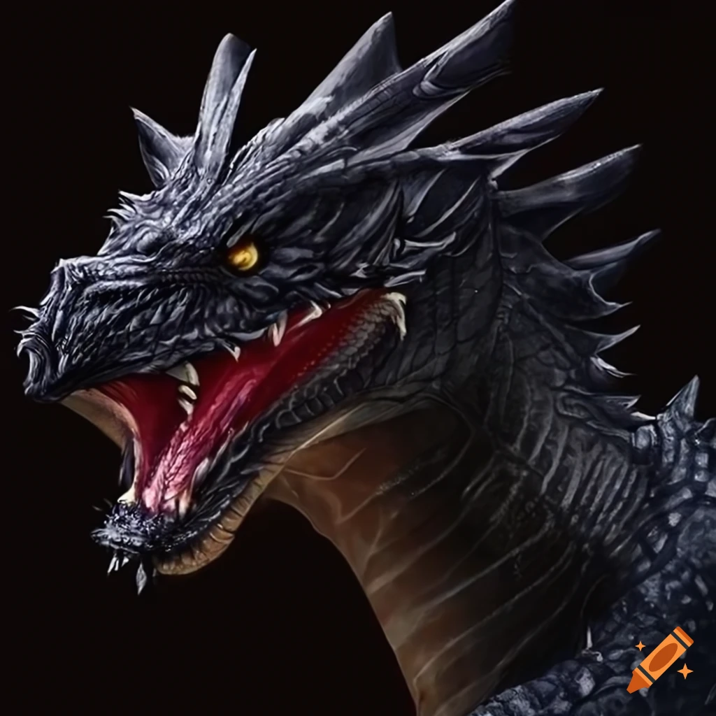 Image of a black-scaled dragon on Craiyon