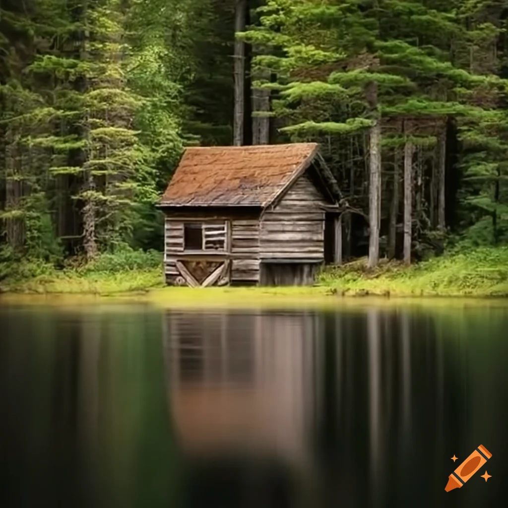A four story lake house with trees on Craiyon