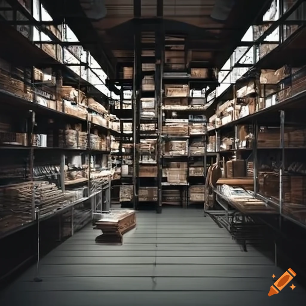 Warehouse store with converted micro apartments on shelves on Craiyon