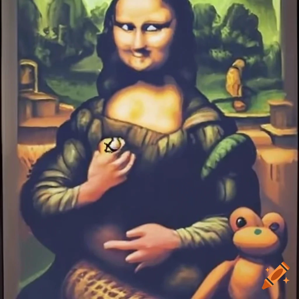 Ferocious frog with mona lisa smile and super mario references