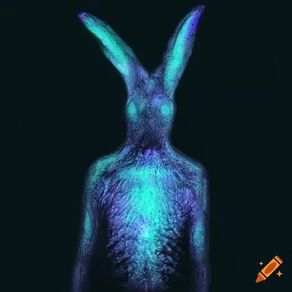 Surreal artwork of a spectral being with rabbit ears on Craiyon