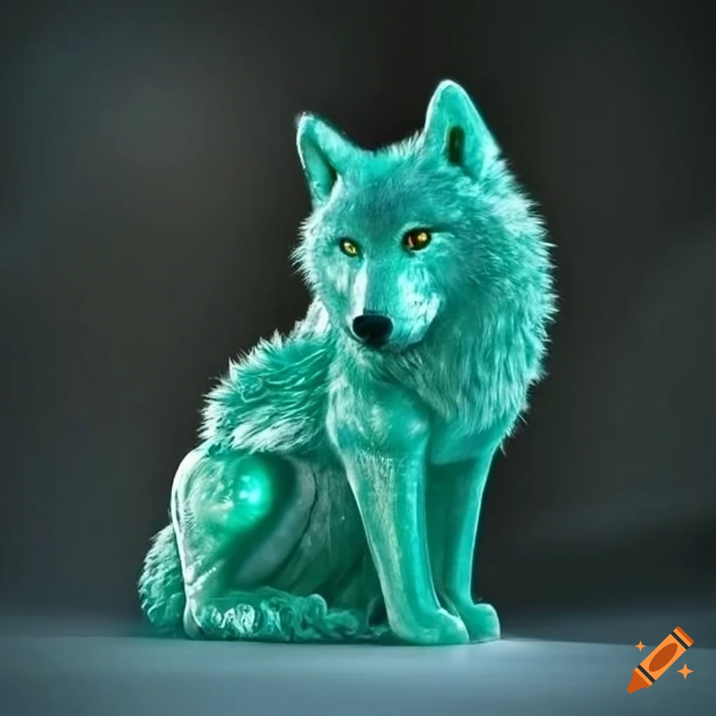 Image of a majestic wolf with crystal fur on Craiyon