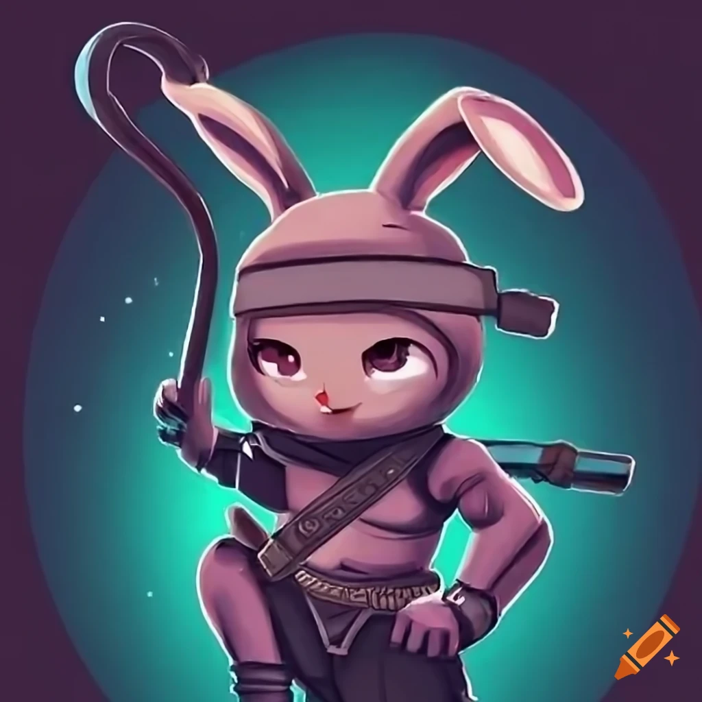 Image of a cute ninja bunny with nunchaku on Craiyon