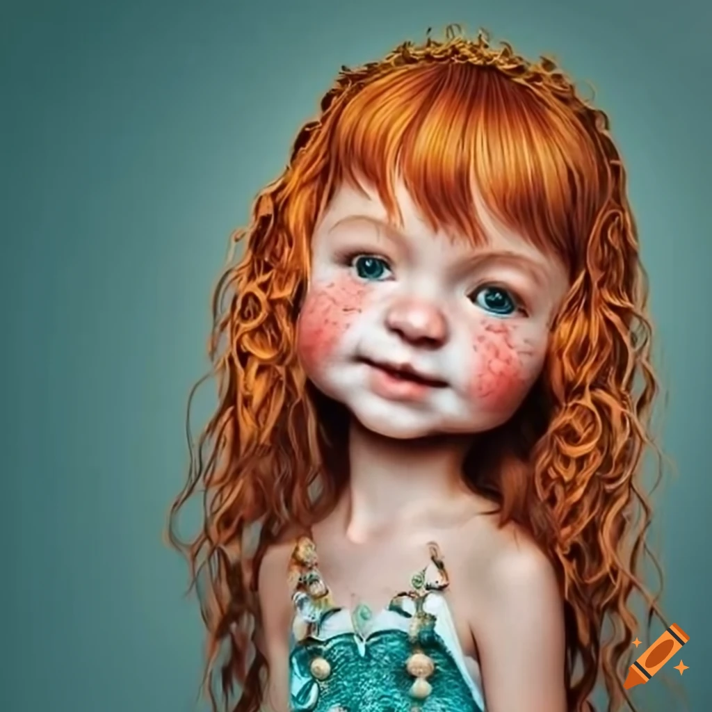 Cute and smiling ginger-haired dressed girls illustration on Craiyon