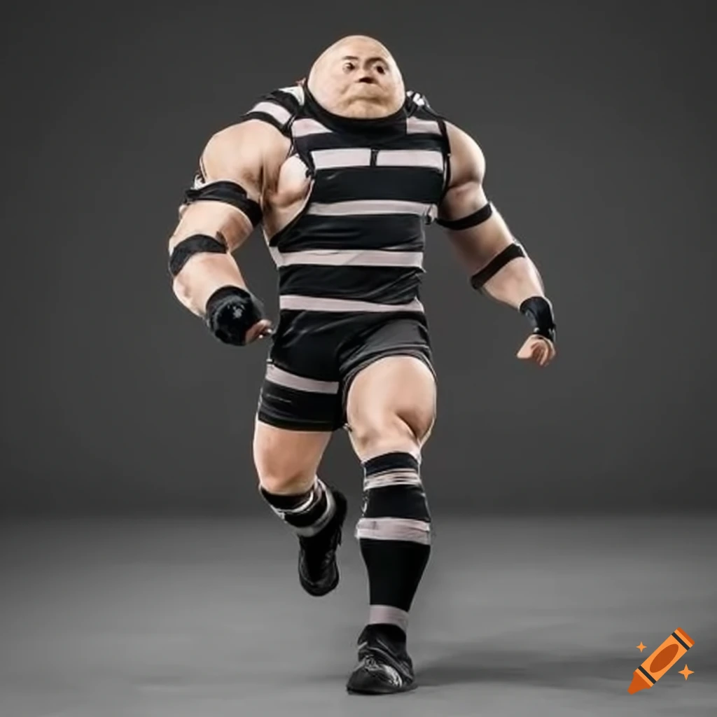 Juggernaut playing soccer in black and white jersey on Craiyon